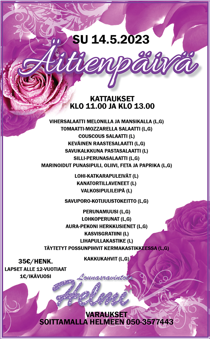 Aitienpaiva Helmi 2023 Someen Lounasravintola Helmi Oy