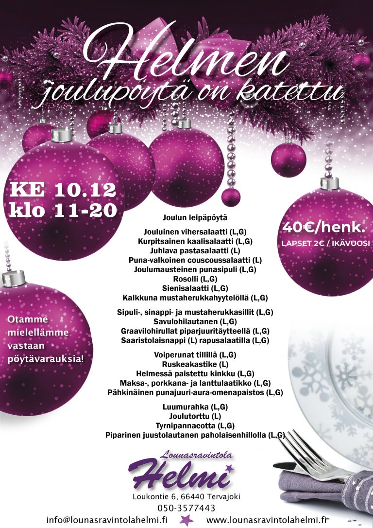 Jouluruoka ke 10.12 klo 11-20 | Lounasravintola Helmi Oy